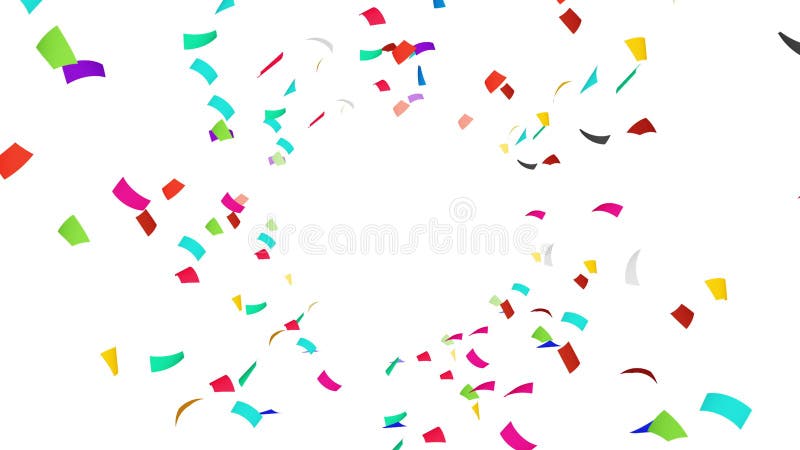 Many Colorful Confetti Floating in Air on White Background. Party ...