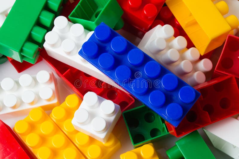 Many Colorful Cubes of Blocks of the Children`s Constructor. Child ...