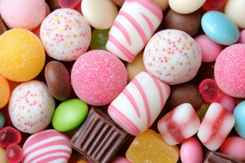 Many Colorful Different Sweets, Gummy Candies Background. Top View ...