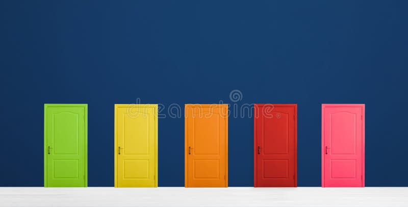 Many Doors in Room. Concept of Choice Stock Photo - Image of direction ...