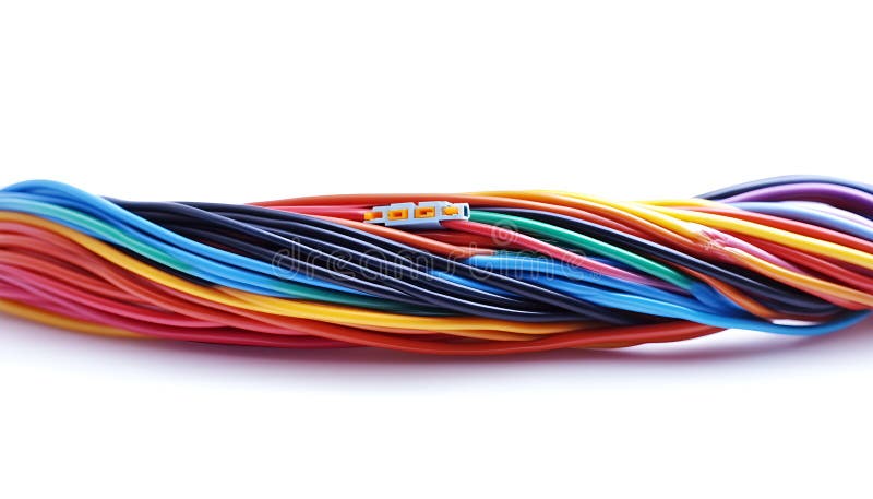 Many Colorful Electrical Wires Isolated on White Stock Image - Image of ...