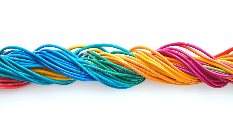 Many Colorful Electrical Wires Isolated on White Stock Image - Image of ...