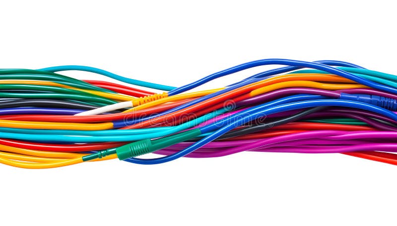 Many Colorful Electrical Wires Isolated on White Stock Photo - Image of ...