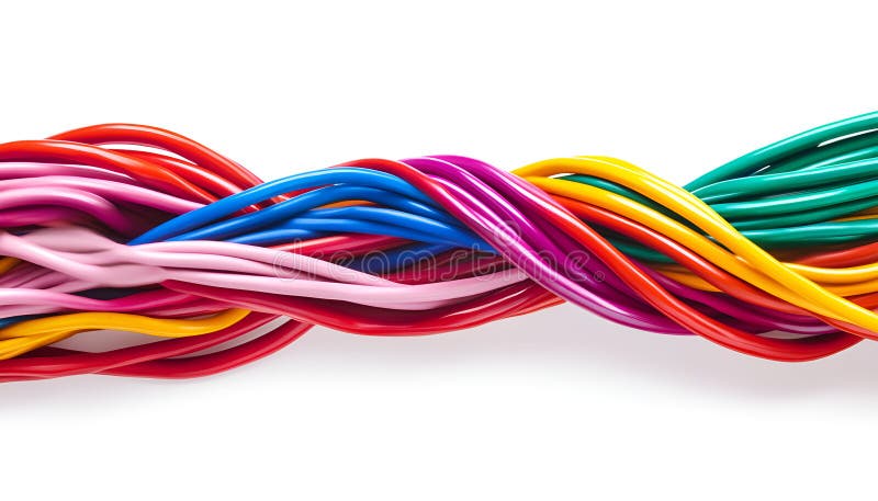 Many Colorful Electrical Wires Isolated on White Stock Image - Image of ...