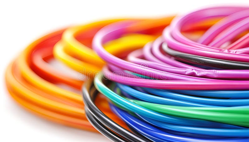 Many Colorful Electrical Wires Isolated on White Stock Image - Image of ...