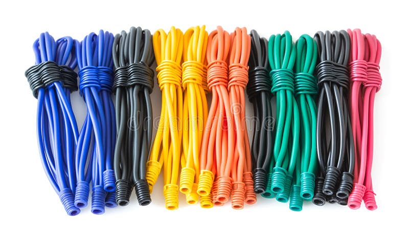 Many Colorful Electrical Wires Isolated on White Stock Image - Image of ...