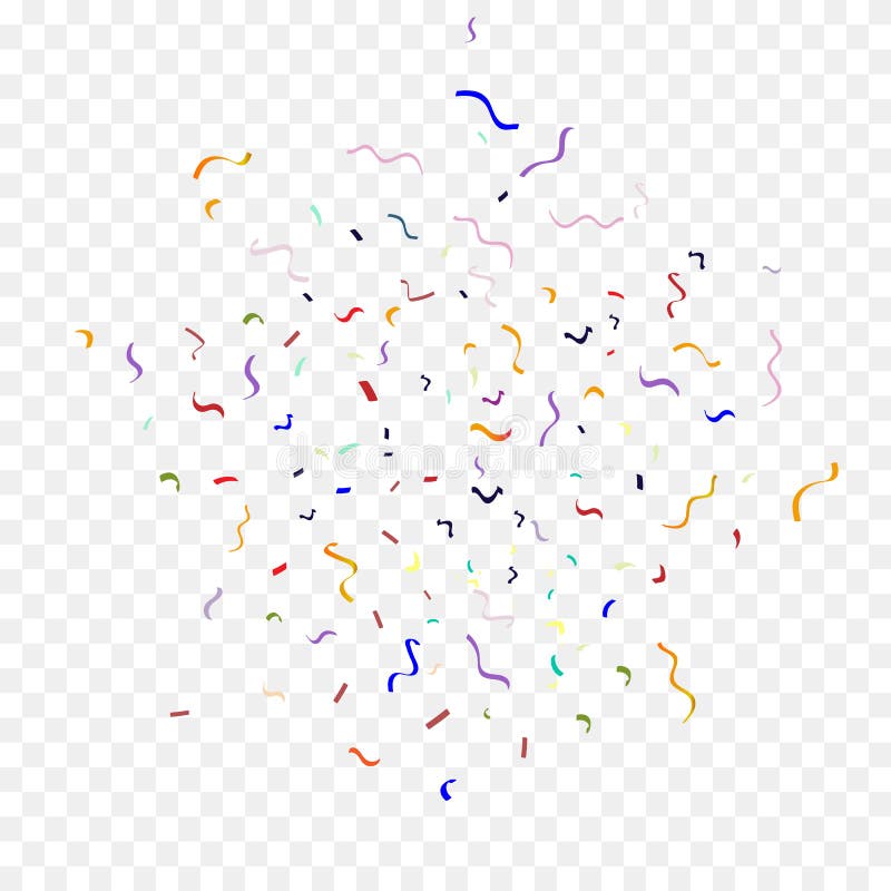 Many Colorful Falling Colorful and Confetti Ribbon on Transparent ...