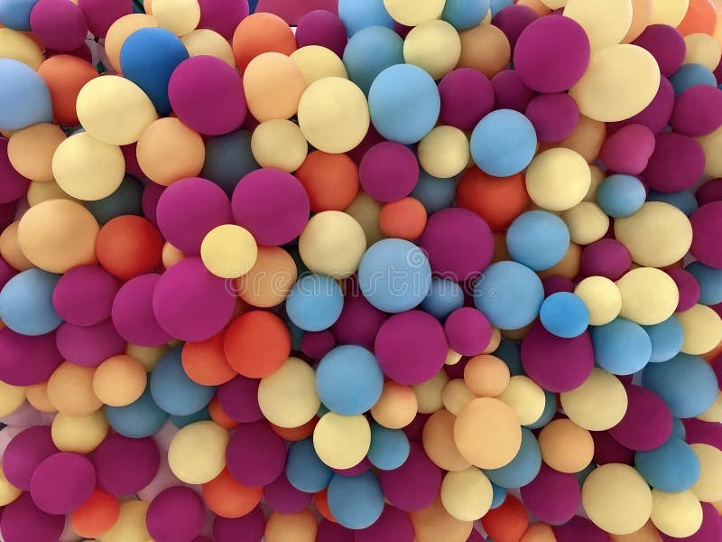 Many Colorful Festive Balloons Decorated Wall Stock Image - Image of ...