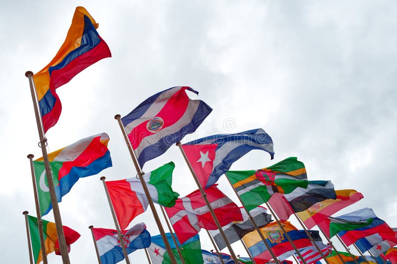 Many Colorful Flags from Many Countries Around the World Stock Image ...