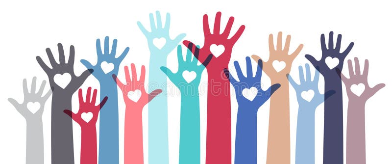 Many Colorful Hands and Heart Shapes - Diversity Concept Stock Vector ...