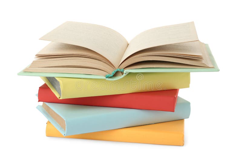 Many Colorful Hardcover Books on White Background Stock Photo - Image ...