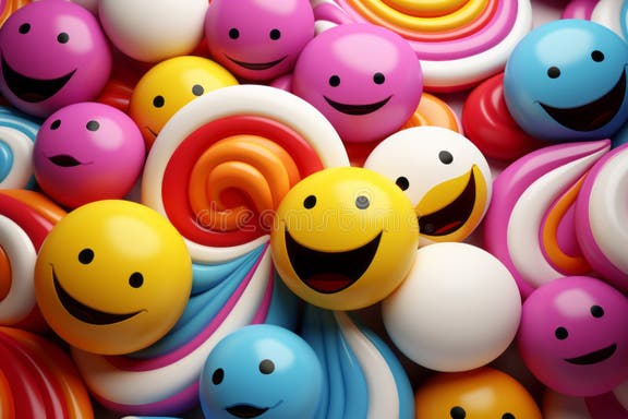 Many Colorful Lollipops with Smiley Faces Stock Illustration ...