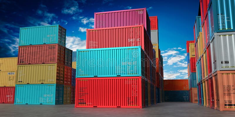 Many Colorful Shipping Cargo Containers Stock Illustration ... Many Colorful Shipping Cargo Containers Stock Illustration ...