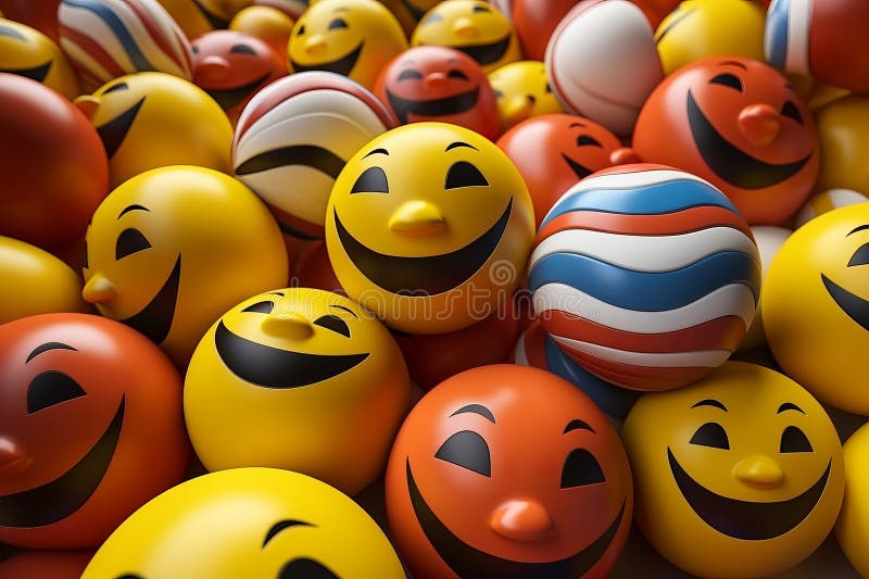 Many Colorful Smiley Faces are Arranged in a Pile Stock Image - Image ...