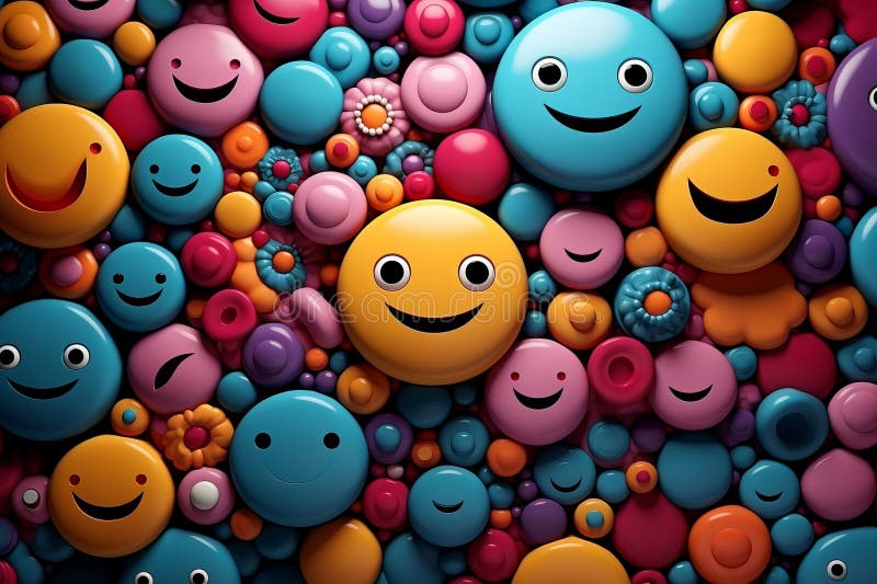 Many Colorful Smiley Faces are Arranged Together Stock Photo - Image of ...