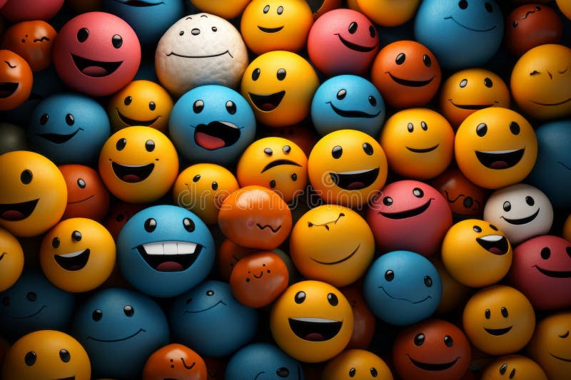 Many Colorful Smiley Faces are Arranged Together Stock Image - Image of ...
