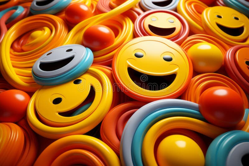 Many Colorful Smiley Faces are Arranged Together in a Circle Stock ...