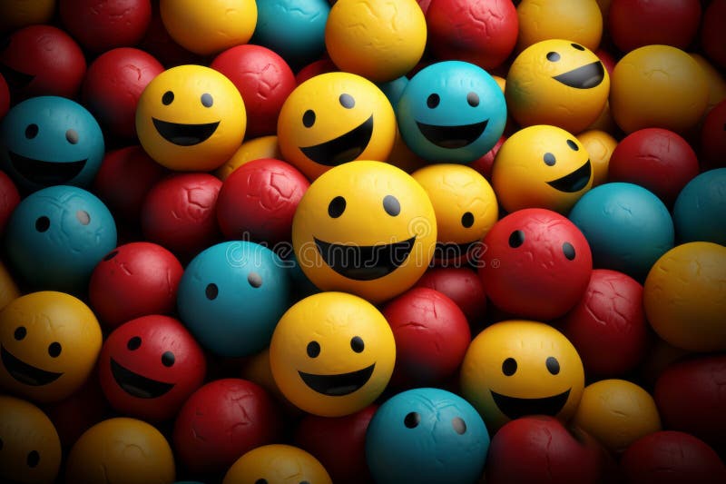 Many Colorful Smiley Faces are Arranged Together in a Pile Stock Image ...
