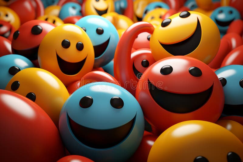 Many Colorful Smiley Faces are Grouped Together Stock Photo - Image of ...