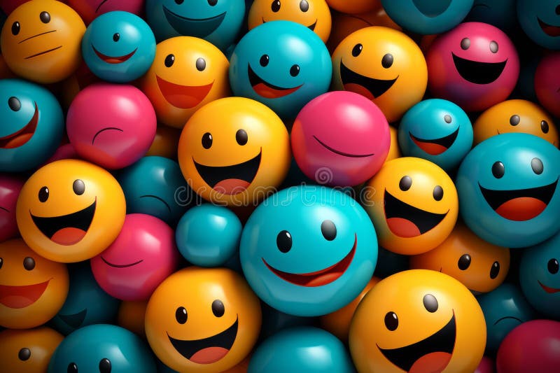 Many Colorful Smiley Faces are Grouped Together Stock Image - Image of ...