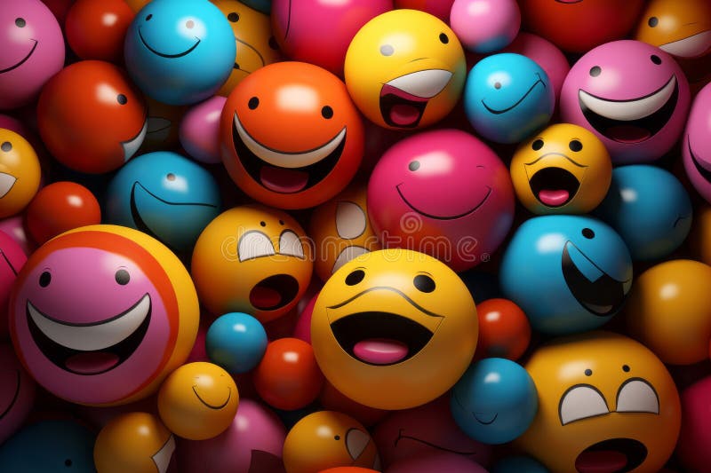 Many Colorful Smiley Faces are Grouped Together Stock Image - Image of ...