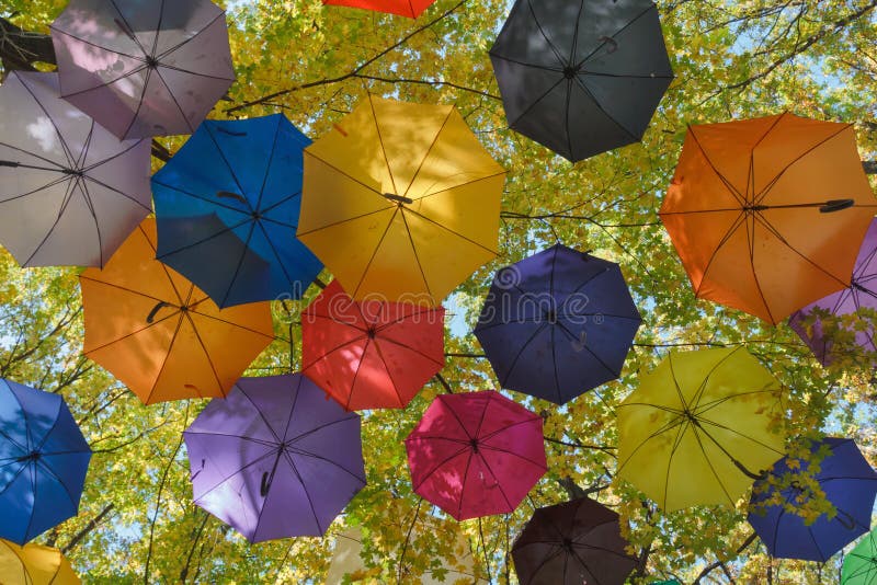 Many colorful umbrellas stock photo. Image of striking - 59273486