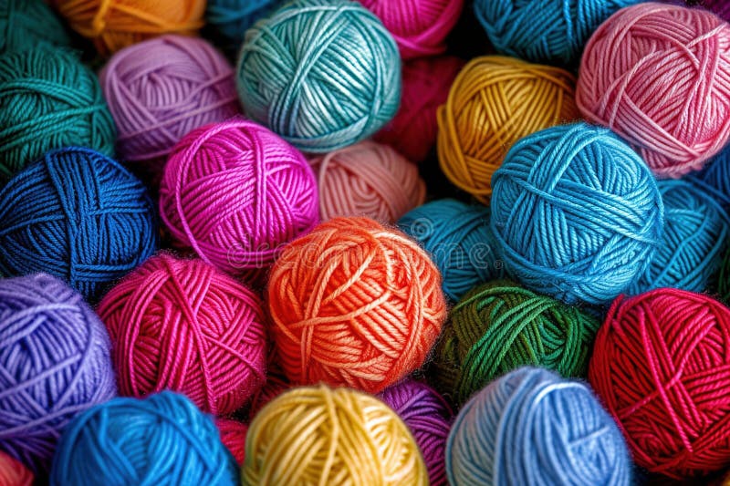 Many Colorful Yarn Balls are Sitting in a Pile. Generative AI Stock ...
