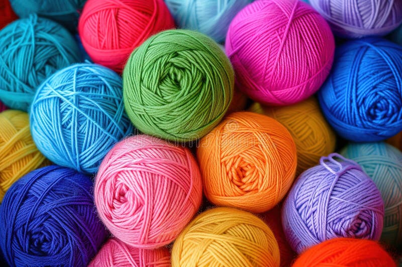 Many Colorful Yarn Balls are Sitting in a Pile. Generative AI Stock ...