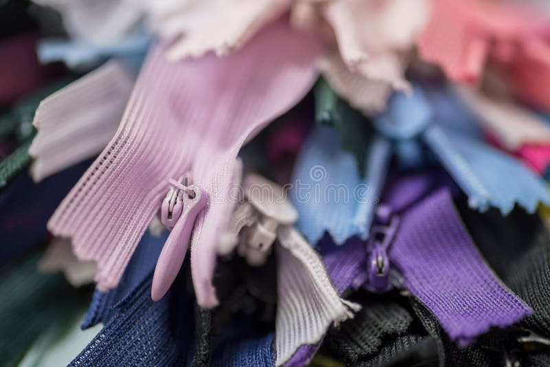 Many colorful zippers. stock image. Image of parting - 88862767