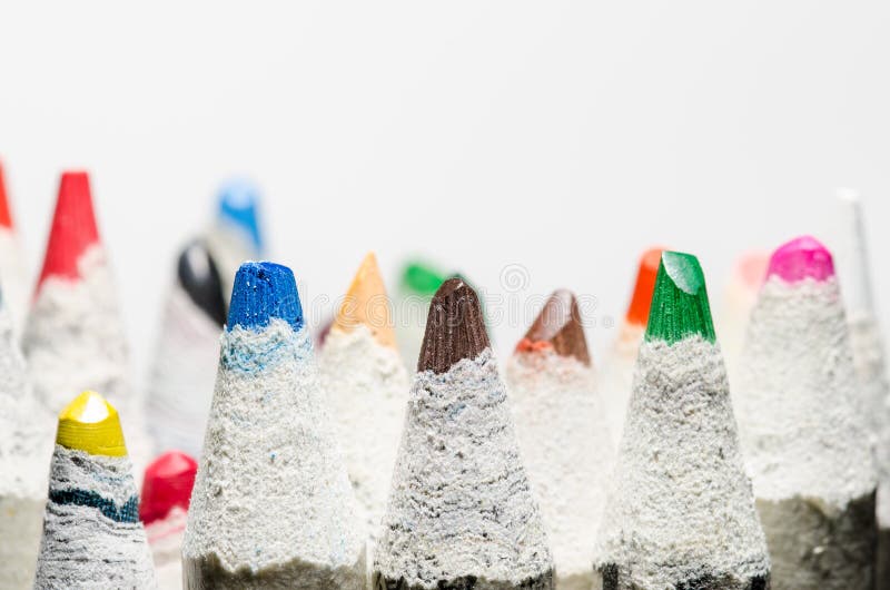 Many Coloring Pencils on White Stock Image - Image of classroom, macro ...