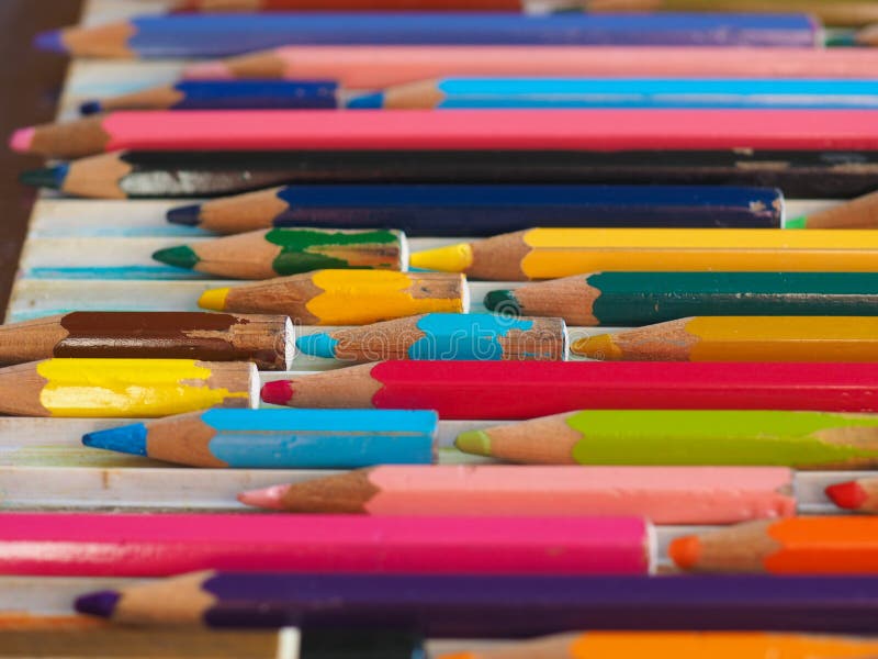 Many colour pencils stock photo. Image of pencils, purple - 136855204