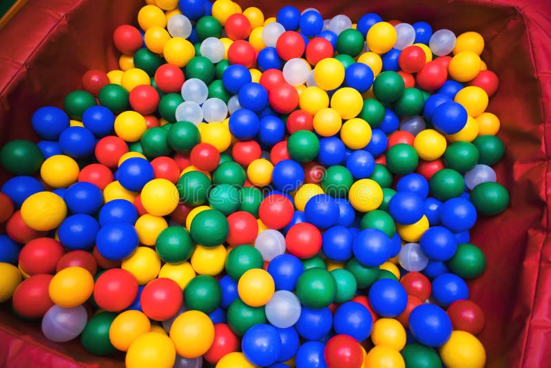 Many Colour Plastic Balls from Children`s Small Town Stock Photo ...