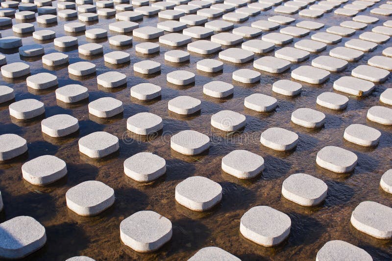 Many Concrete Cones in Water Stock Photo - Image of distance, array ...