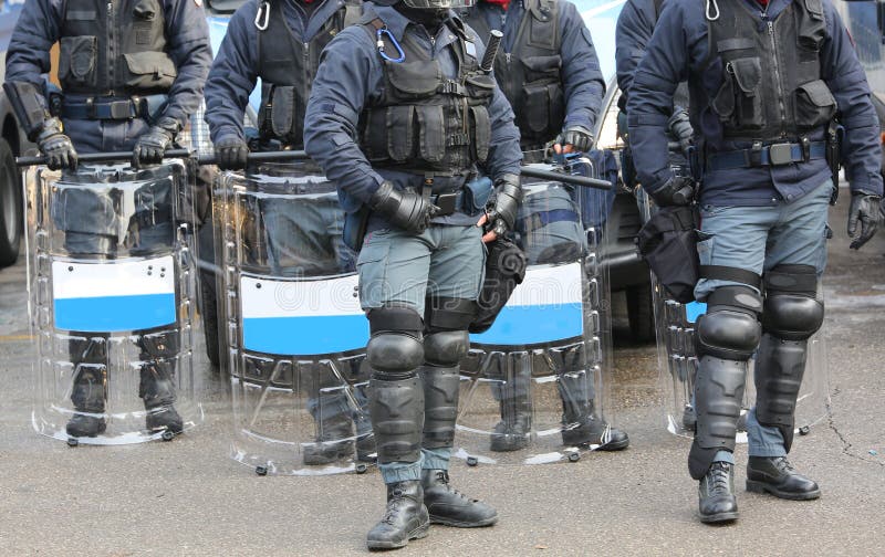 Many cops with shileds stock photo. Image of person - 126770350