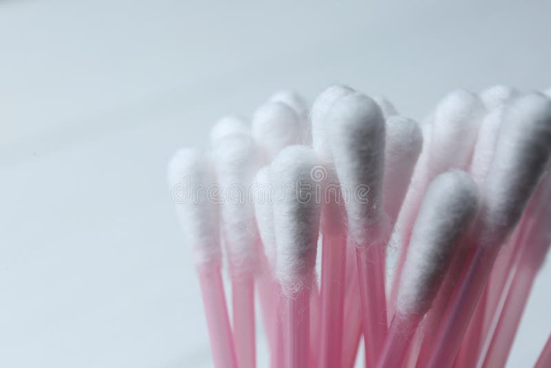 Many Cotton Buds on White Background, Closeup. Space for Text Stock ...