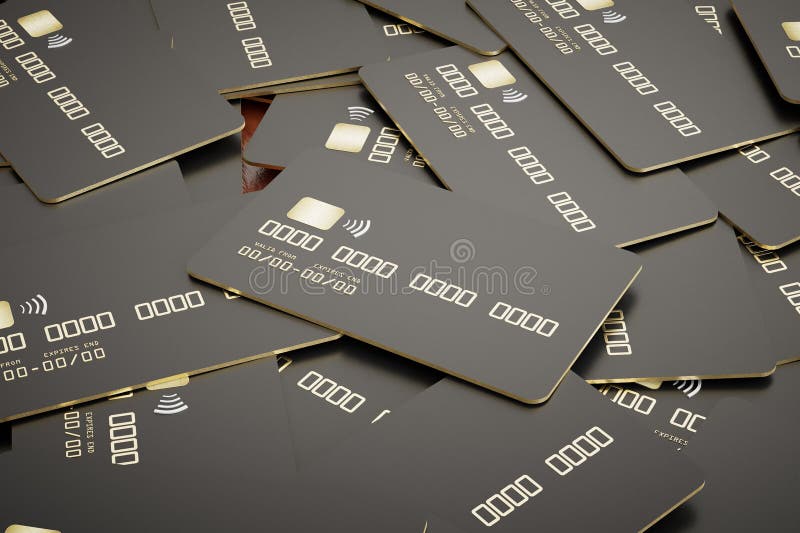 Many Credit Cards are Black. 3D Render Stock Illustration ...