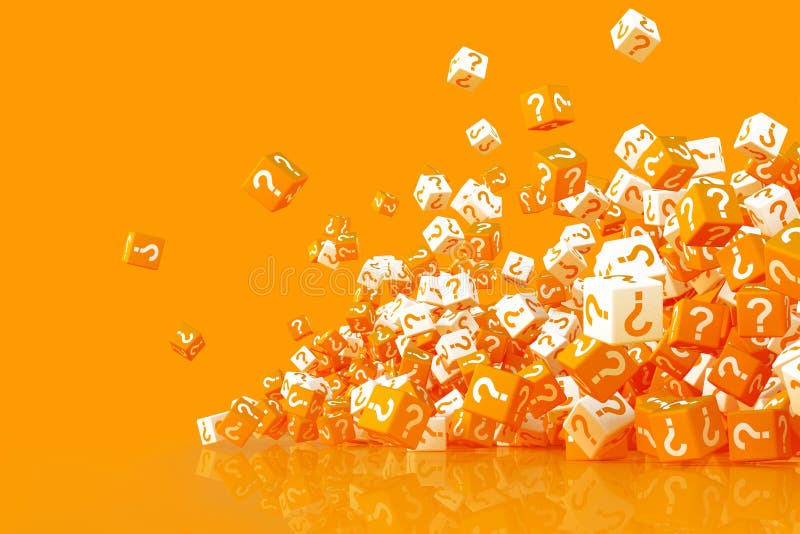Many Crumbling Cubes with Question Marks on the Sides 3d Illustration ...