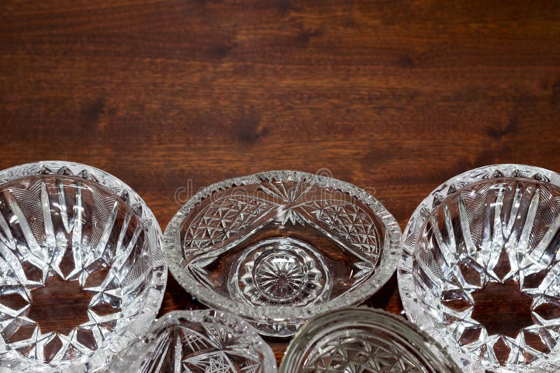 Many Crystal Vases on the Table Top View Stock Photo - Image of home ...