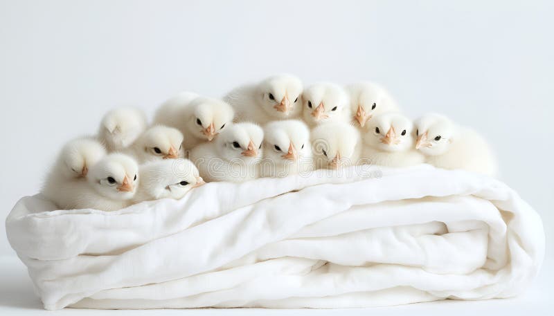 Many Cute Chicks Isolated on White. Baby Animals Stock Image - Image of ...
