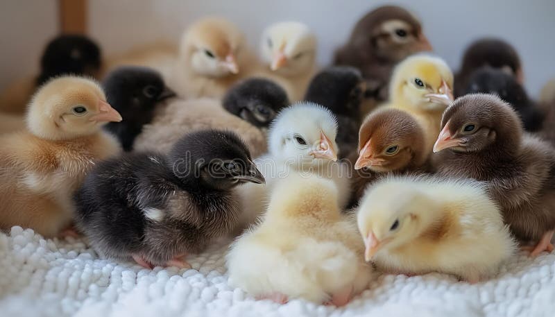 Many Cute Chicks Isolated on White. Baby Animals Stock Image - Image of ...