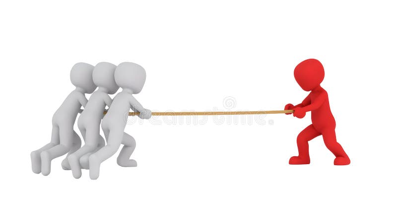 Many 3d Humans Pull a Rope To Opposite Directions Stock Image - Image ...