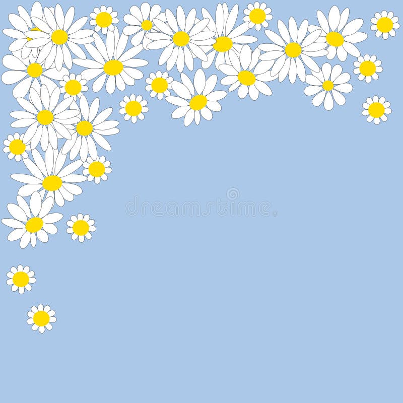 Many Daisies on a Blue Background Stock Vector - Illustration of ...