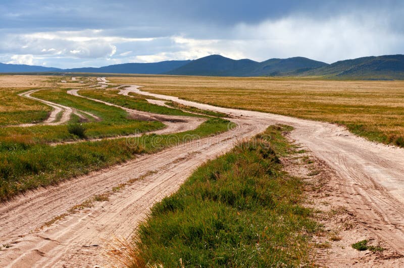 Many Desert Rural Road Mongolia Stock Photo - Image of mongolia, asia ...