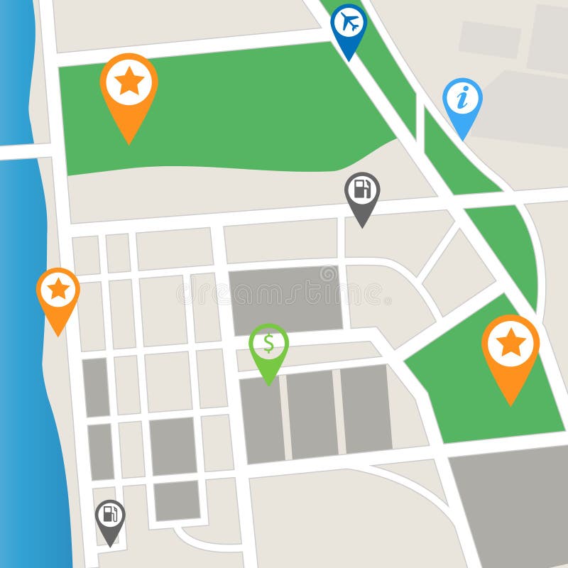 So Many Destinations To Choose from. Computer Graphic of a City Street Map with Gps Data on it ...