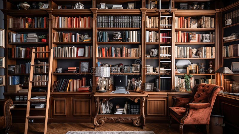 Many Different Books on the Shelves. Generative Ai Stock Illustration ...