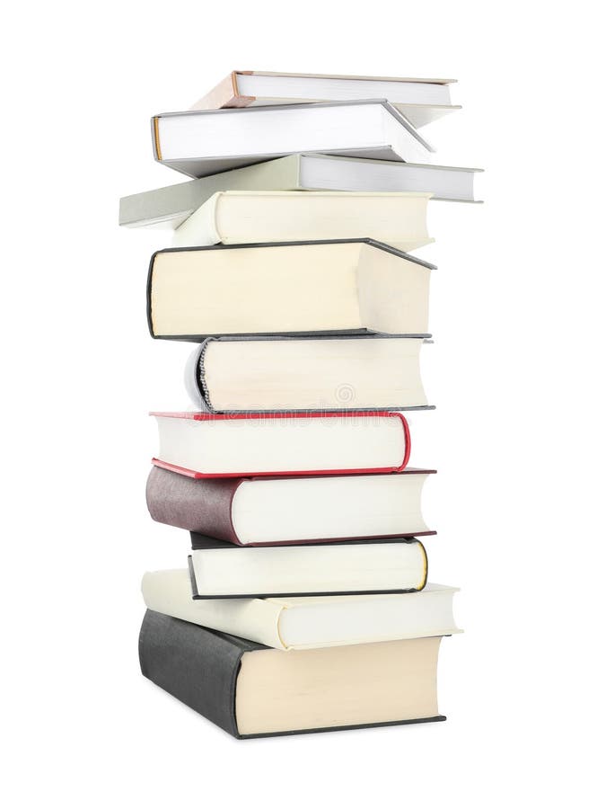 Many Different Books Stacked on White Background Stock Image - Image of ...