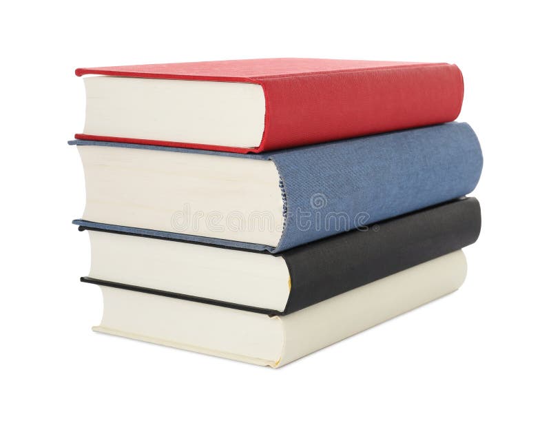 Many Different Books Stacked on White Background Stock Image - Image of ...