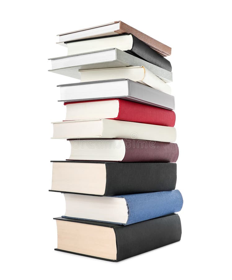 Many Different Books Stacked on White Background Stock Image - Image of ...