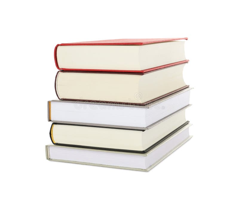 Many Different Books Stacked on White Background Stock Image - Image of ...