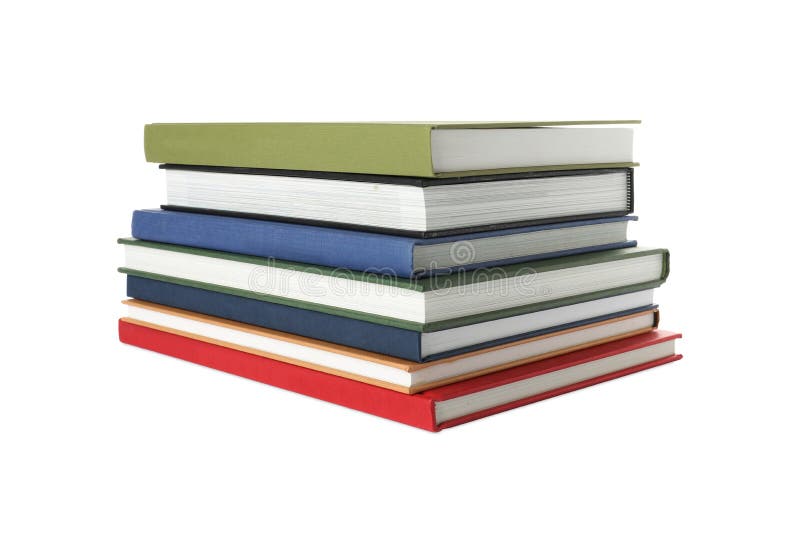 Many Different Books Stacked on White Background Stock Image - Image of ...